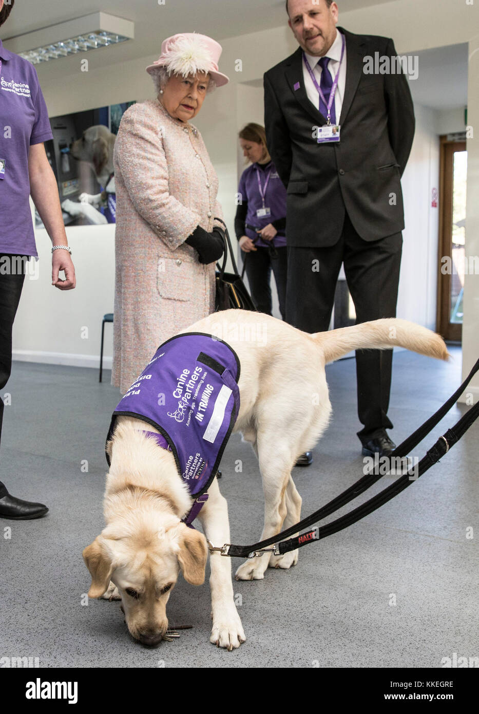Queen Elizabeth II watches a demonstration by Labradors of the Canine ...