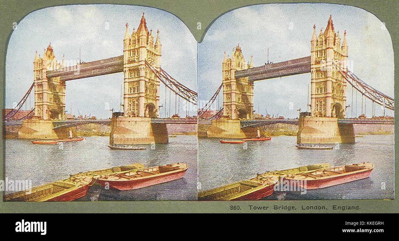 A stereoscopic image of Tower Bridge in London, showcasing the iconic ...