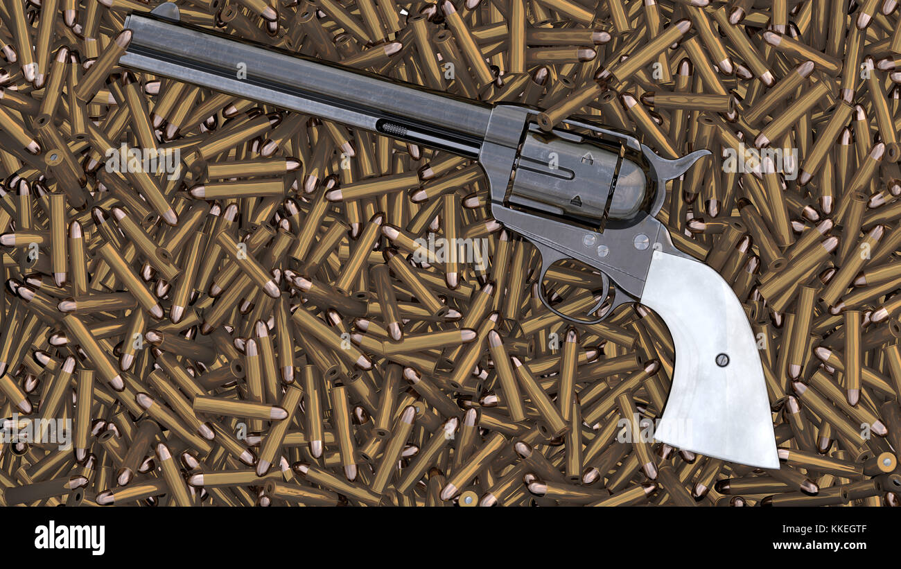 Vintage revolver background. 3D render Stock Photo - Alamy