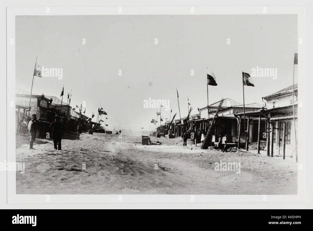 A historical street scene from Hughesovka, a city in Ukraine, showing ...