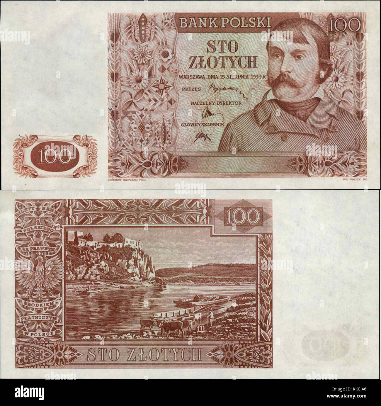 The 100 zloty note from 1939, issued in exile, represents a significant ...