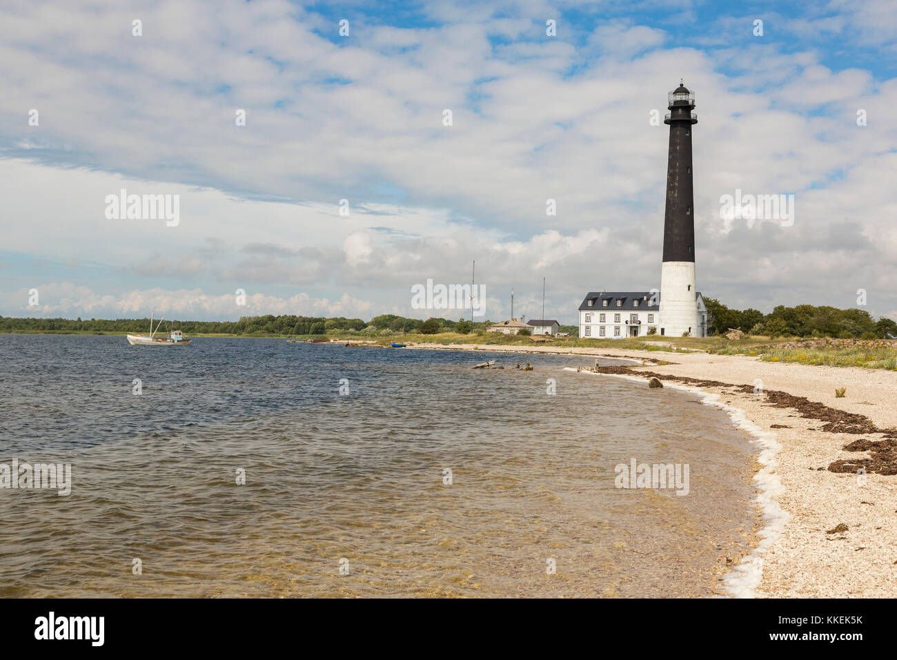 Sorve lighthouse against blue sky, Saaremaa island, Estonia Stock Photo ...