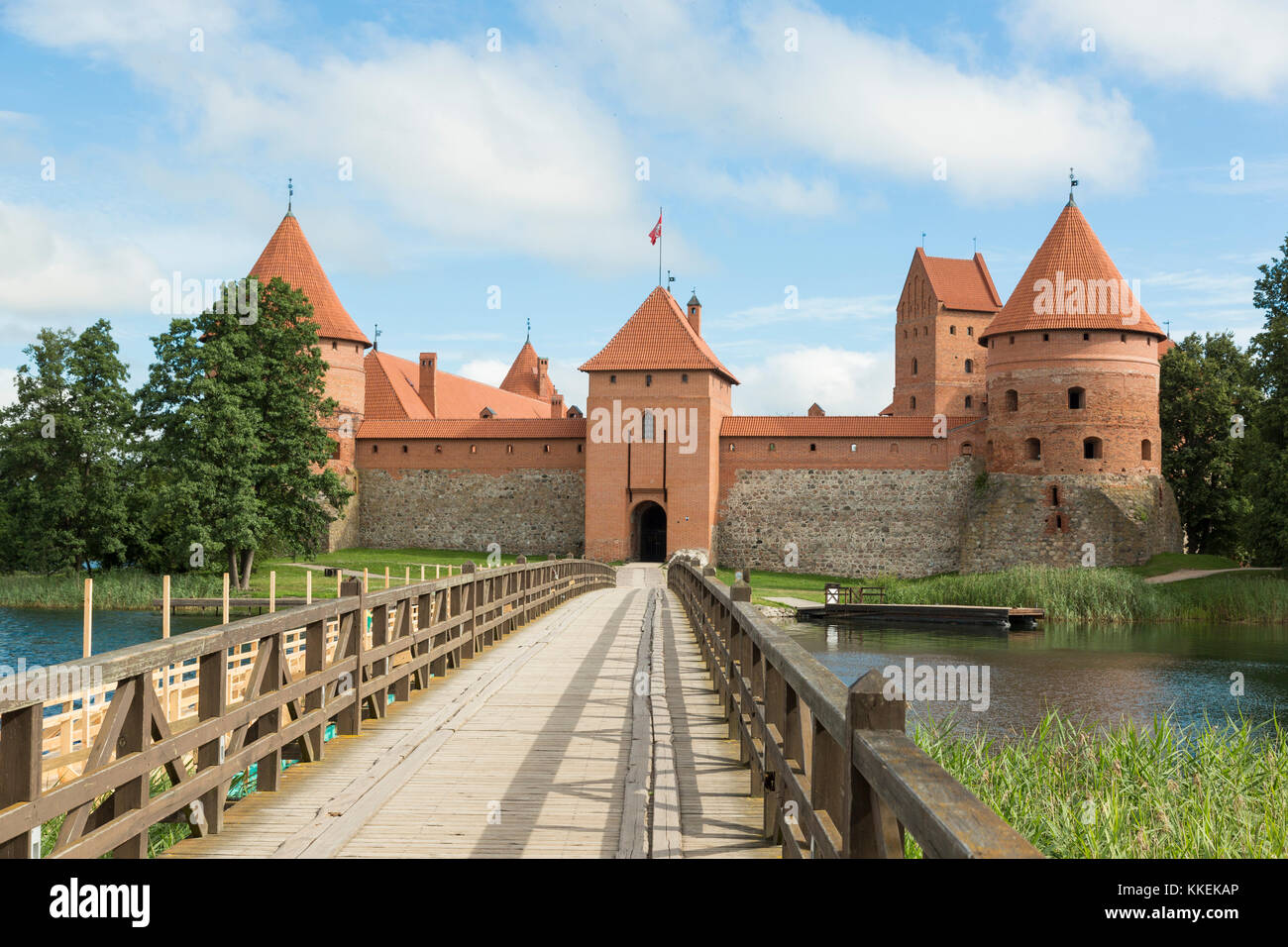 Trakai Island Castle Museum during summer. Trakai village, Lithuania ...