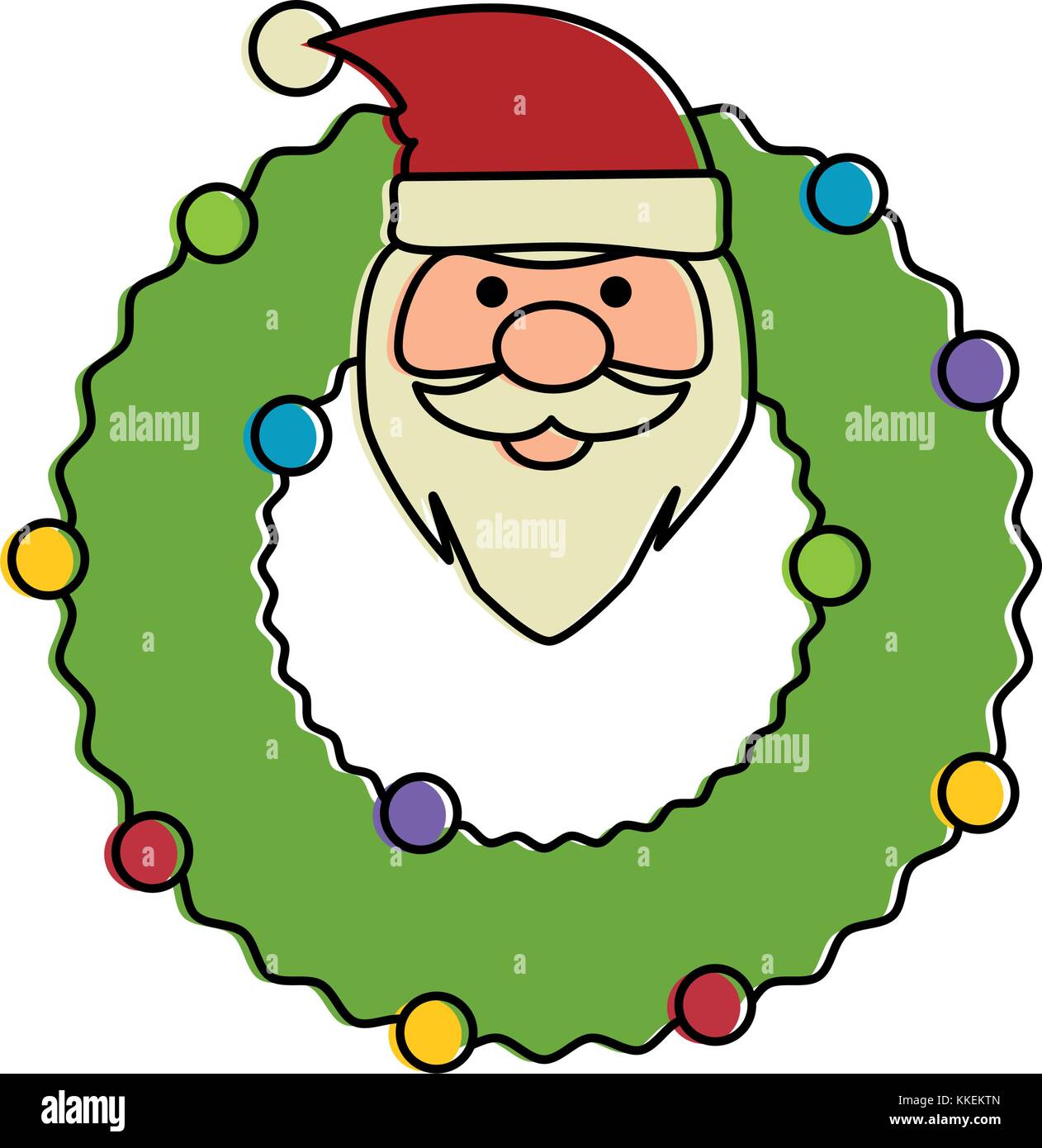 christmas crown with head santa decorative vector illustration design ...