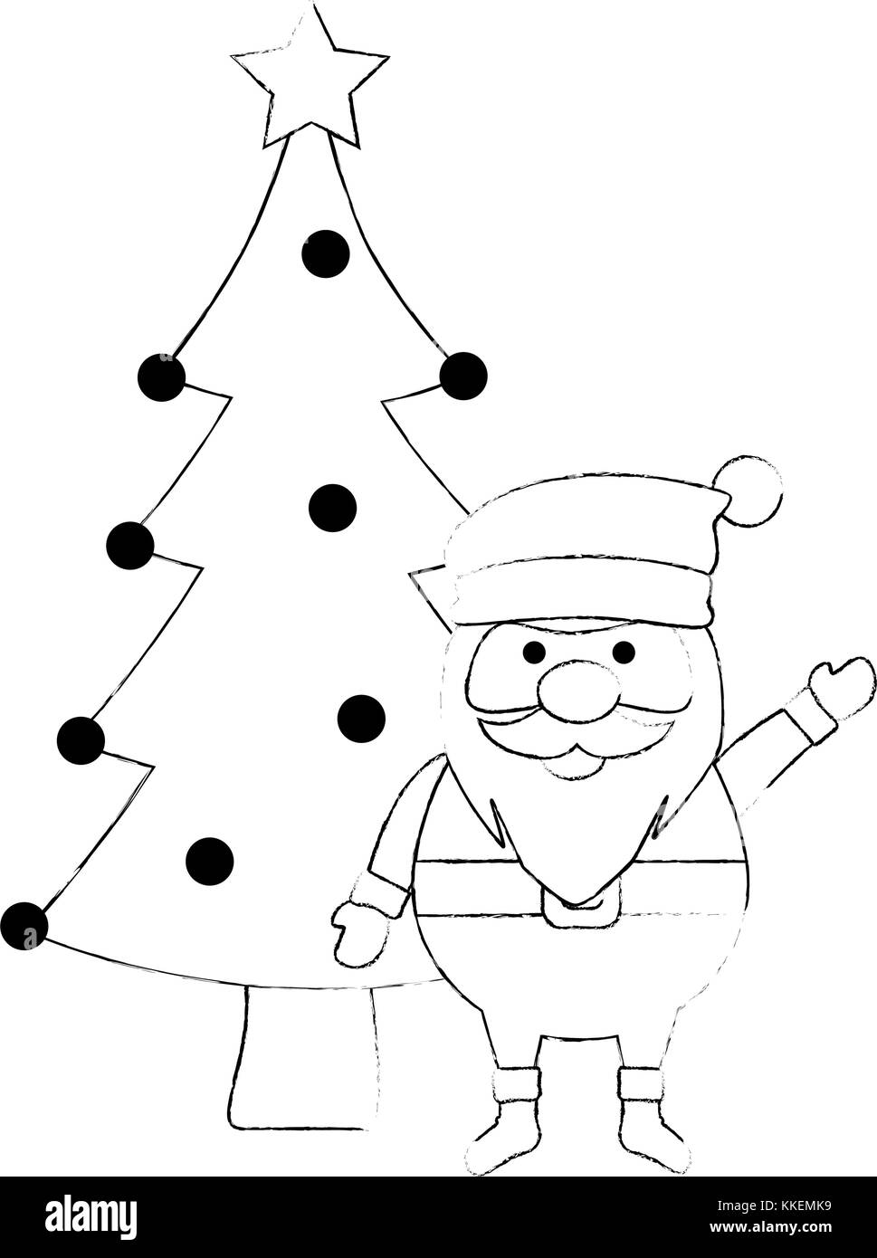 cute santa claus with tree vector illustration design Stock Vector ...