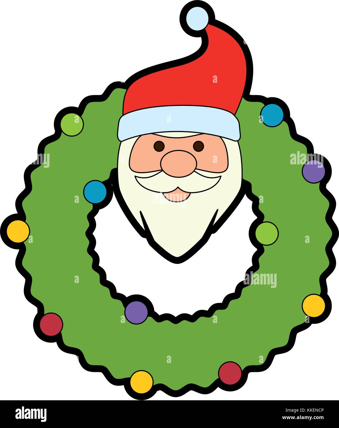 christmas crown with head santa decorative vector illustration design ...