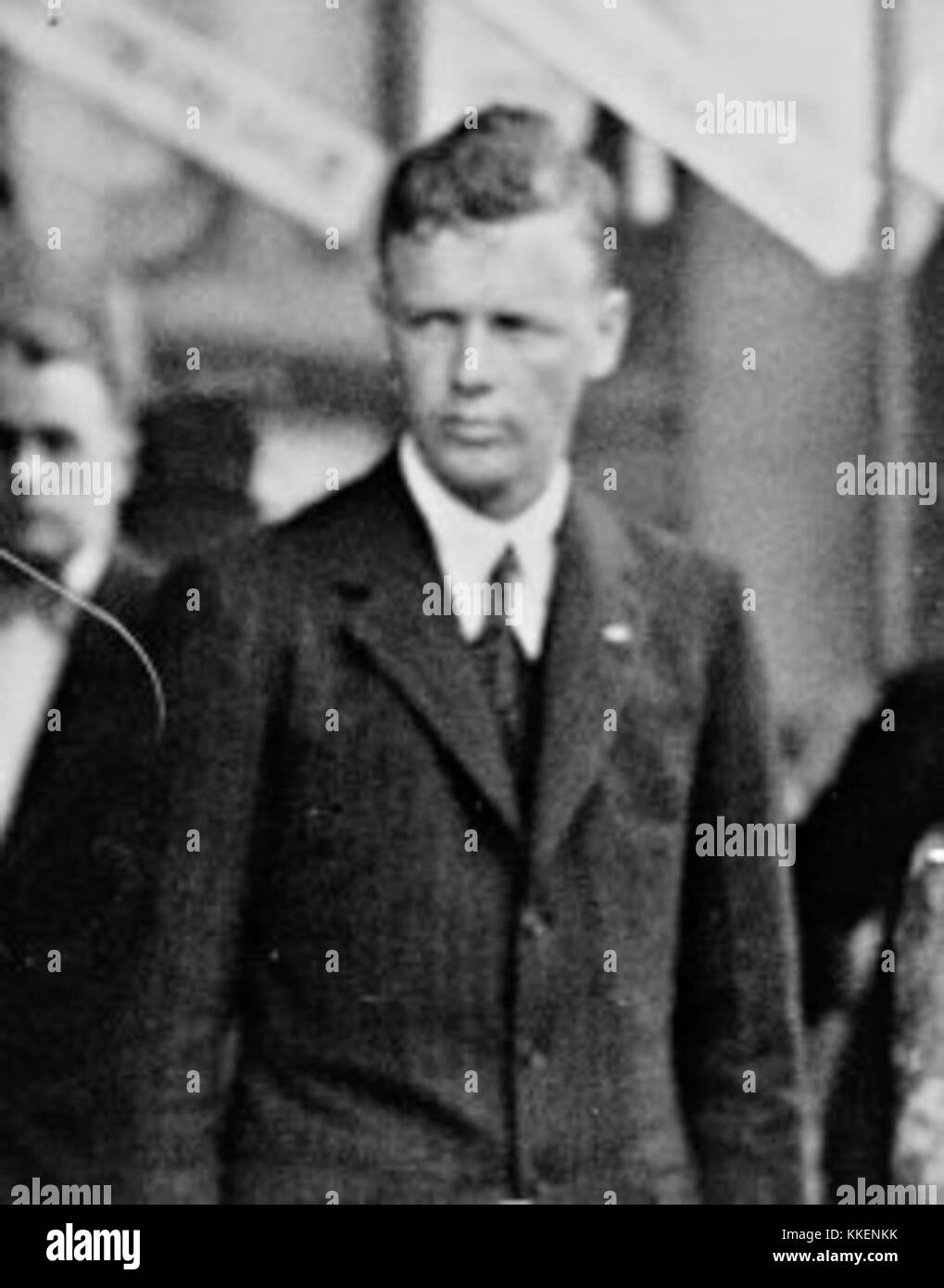 This is a detailed image of Charles Lindbergh, a renowned American ...