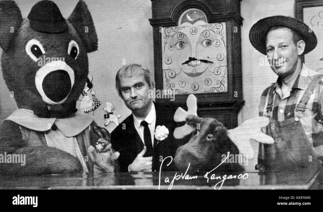 A 1961 promotional postcard featuring Captain Kangaroo, a popular ...