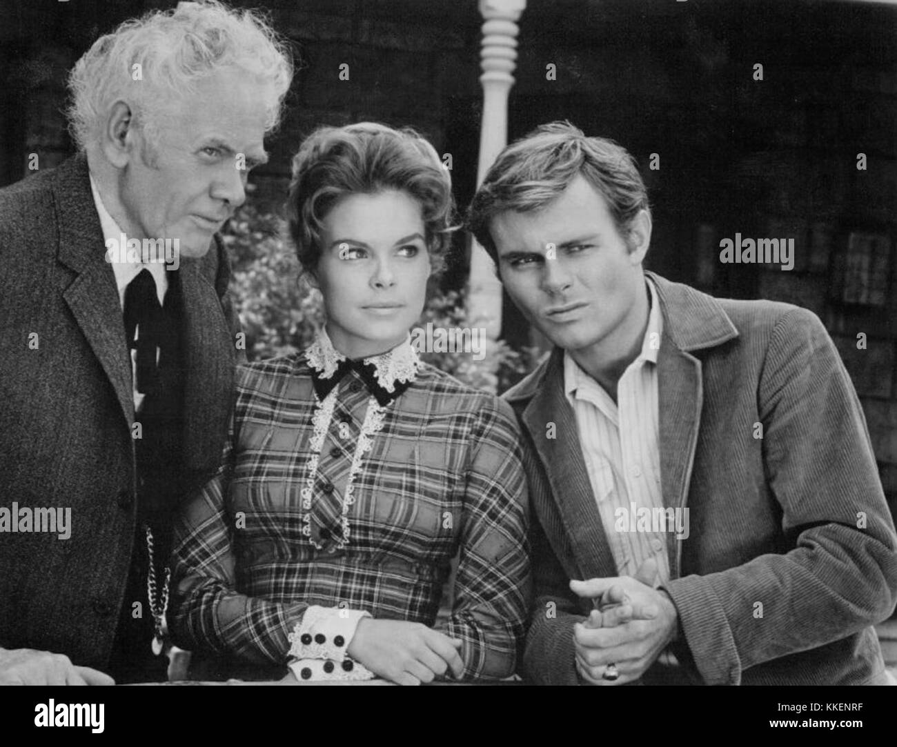 This image features actors Charles Bickford, Sara Lane, and Don Quine ...