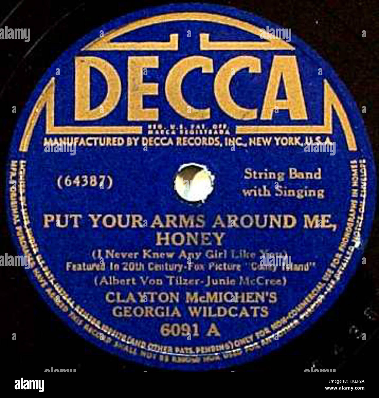 Decca 6091 A is a 78 RPM record, featuring the song 'Put Your Arms ...