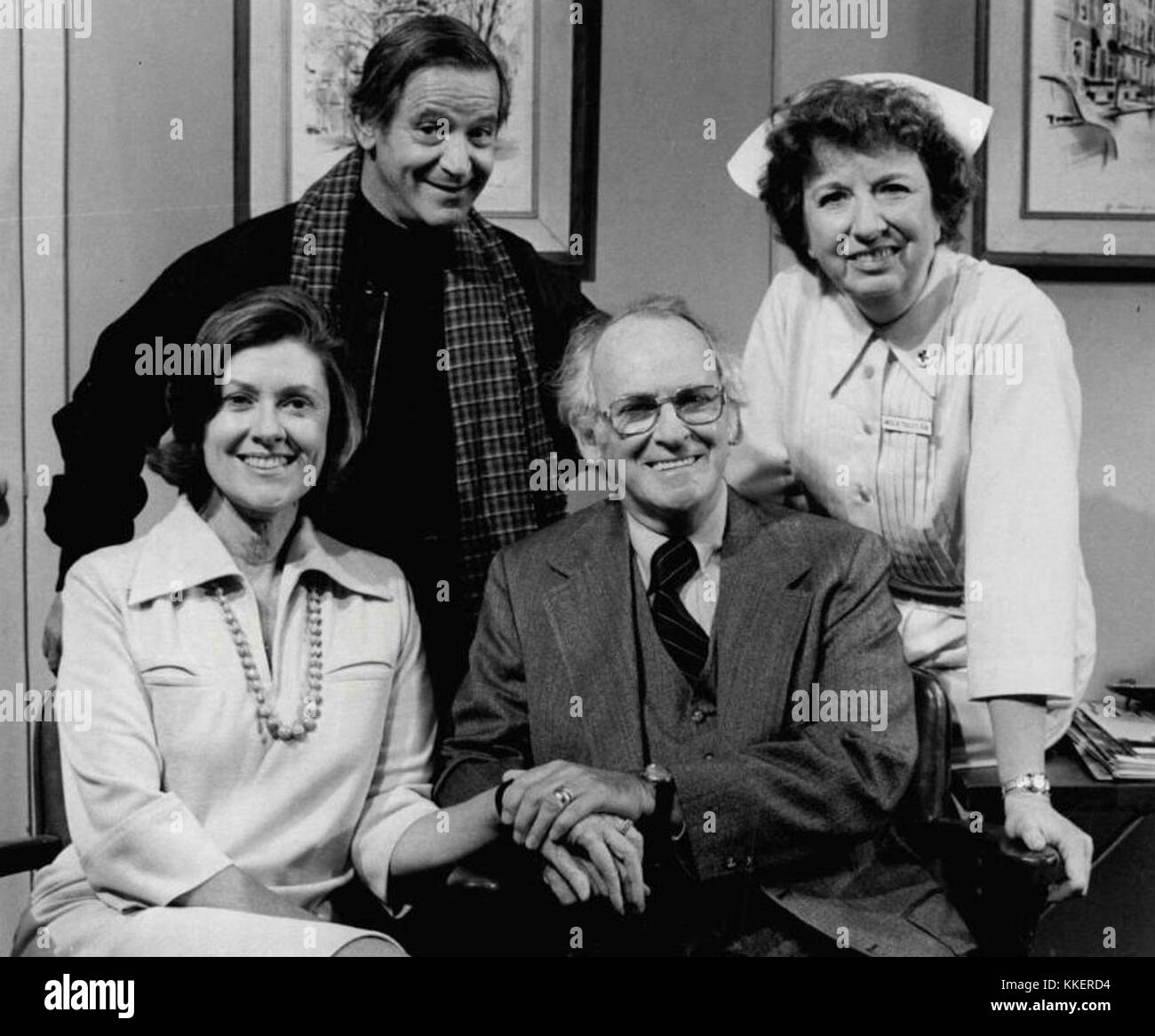 This photograph from 1975 shows a cast of actors in a film titled 'Doc ...