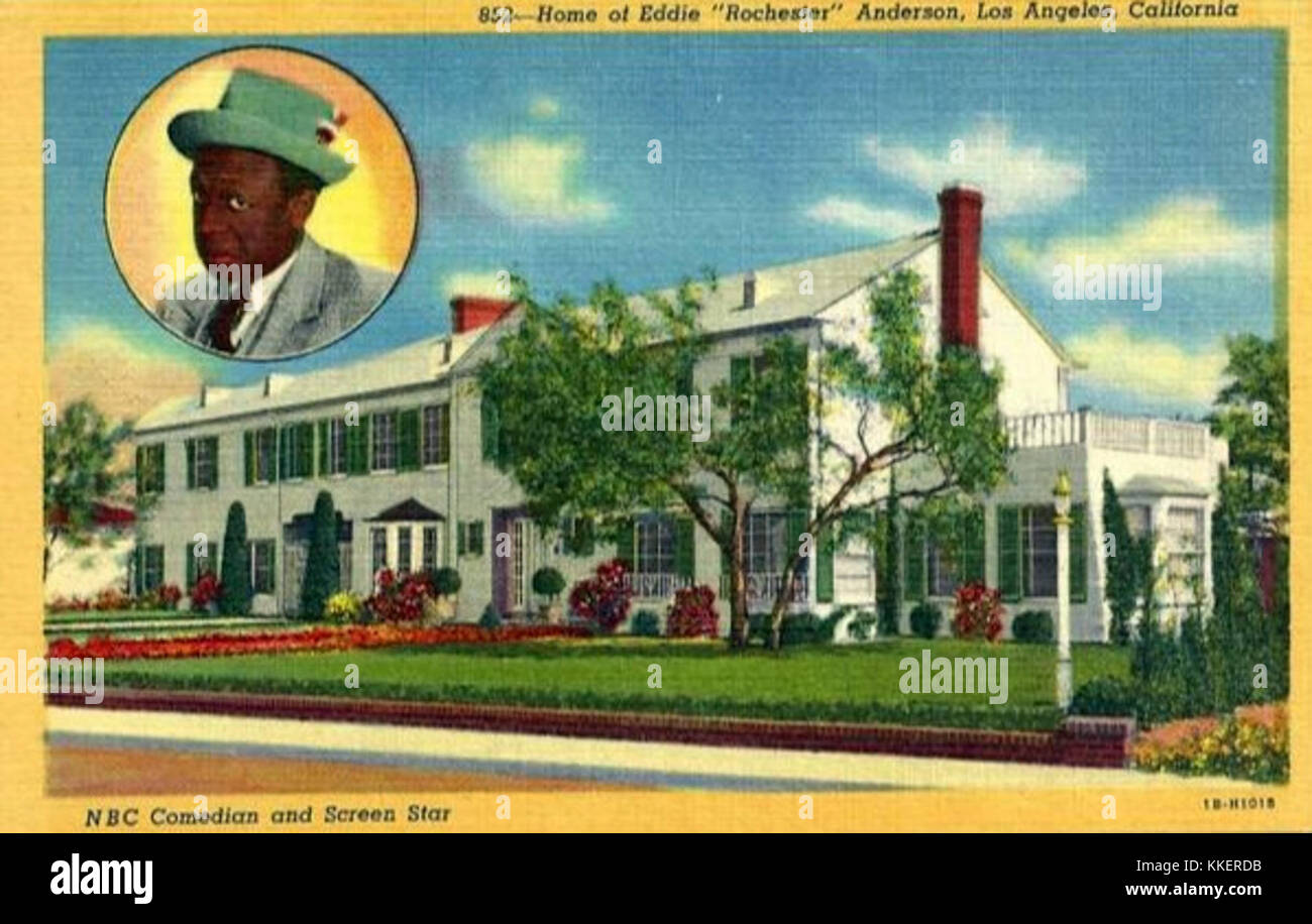 The postcard depicts the home of Eddie Anderson, an American actor best ...