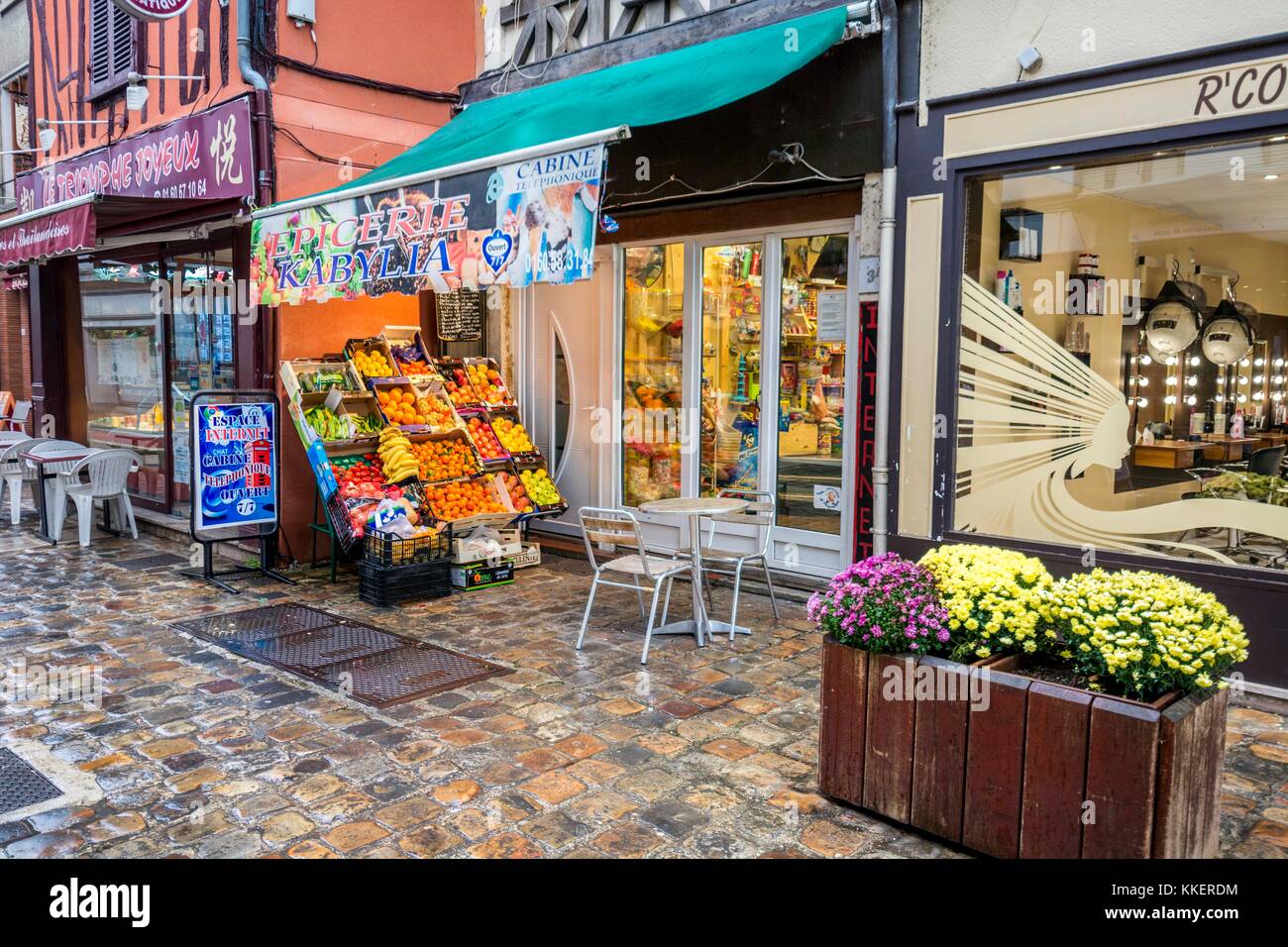 Provins, an ancient French royal hunting palace. Fresh produce market ...