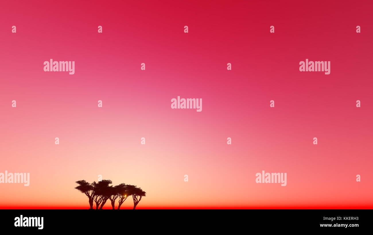 Red dusk one tree 3D render Stock Photo - Alamy