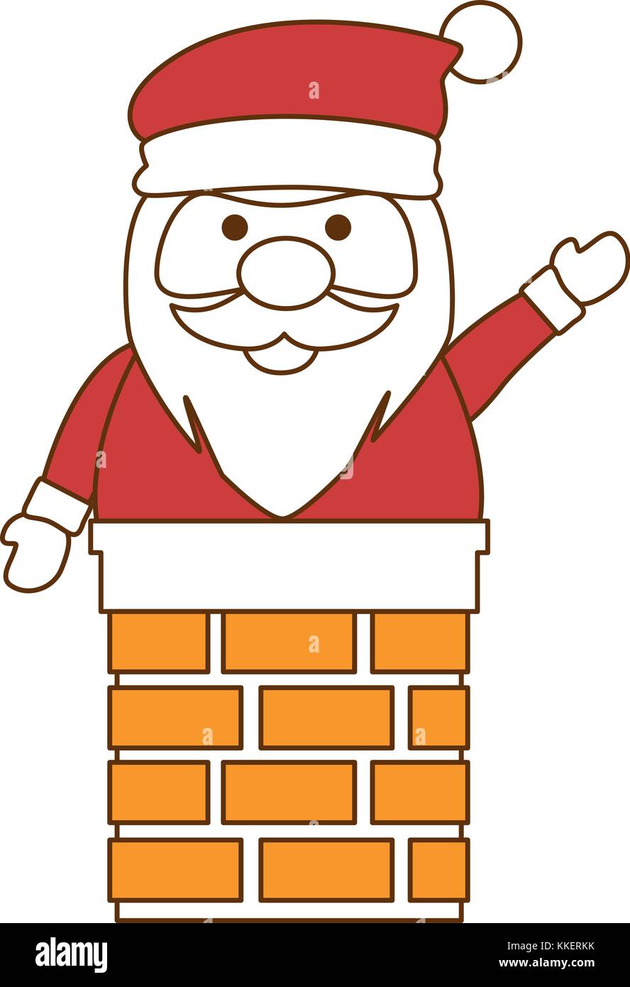 cute santa claus in chimney vector illustration design Stock Vector ...