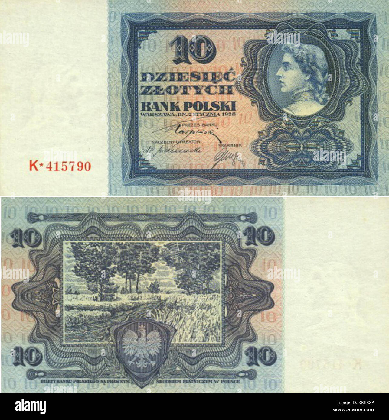 Image of a 10-zloty banknote from Poland, dated February 1, 1928 Stock ...