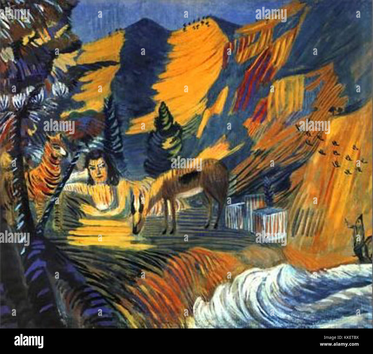 The image depicts a sphinx located near the sea, an iconic figure of ...