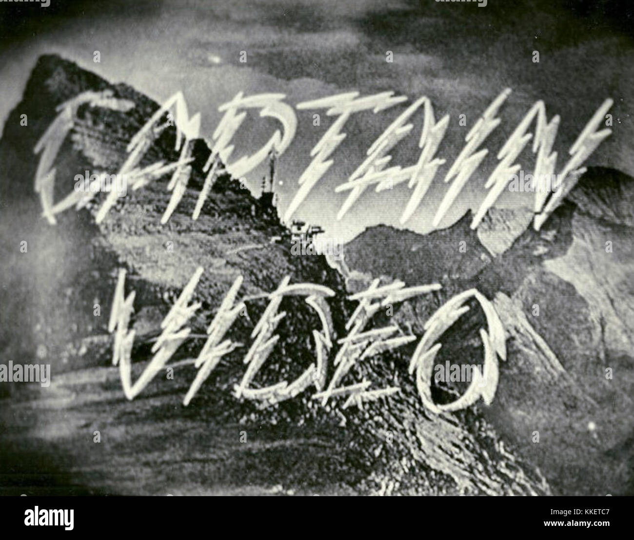 A vintage title card from the TV show 'Captain Video,' a science ...