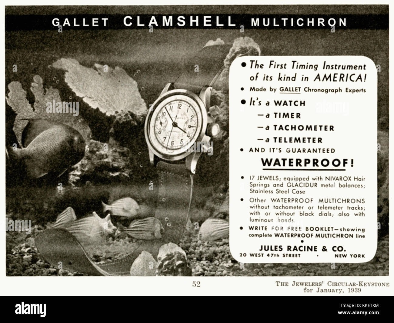 The Gallet Multichron Waterproof Clamshell, introduced in 1939, is a ...