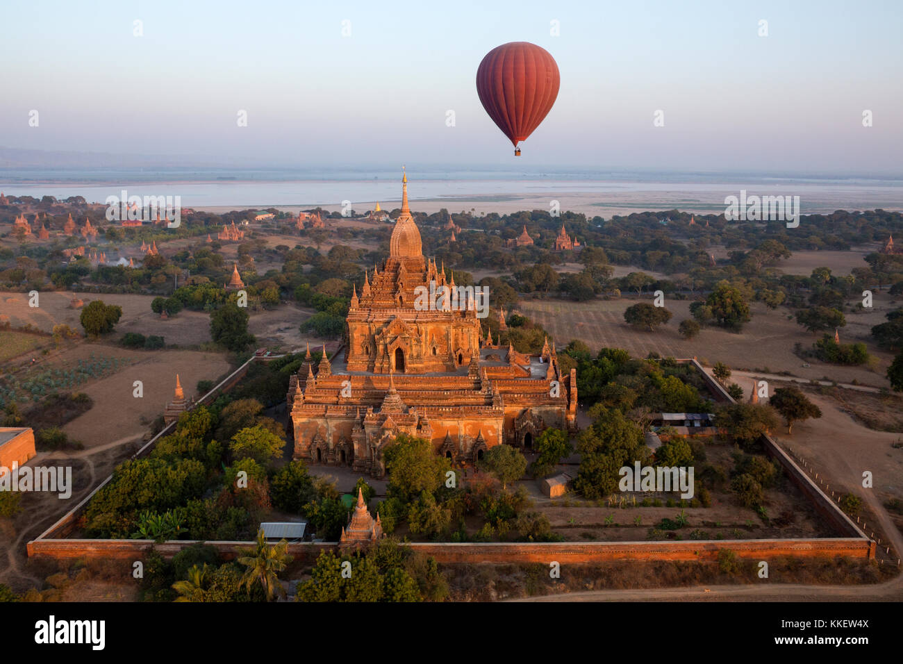 Aerial view of the Sulamani Temple in the ancient city of Bagan in ...