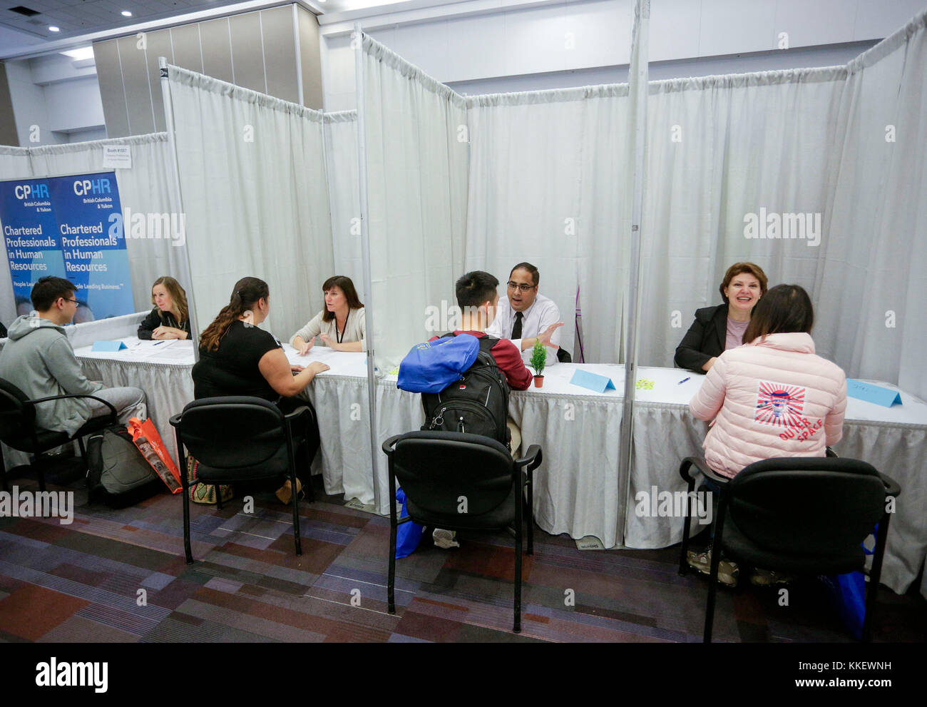 Vancouver. 30th Nov, 2017. People participate in a mock interview ...
