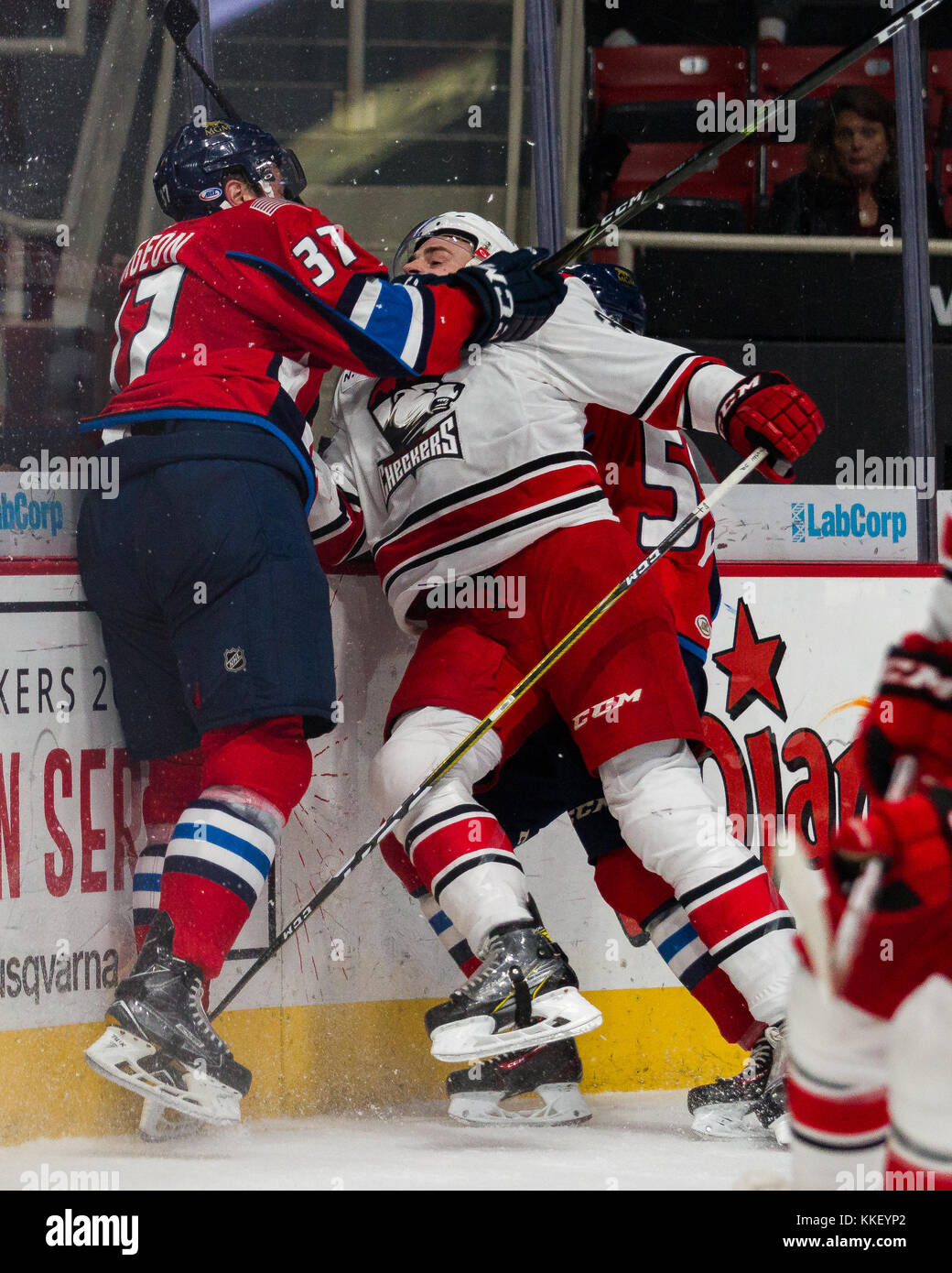 Charlotte, NC, USA. 1st Dec, 2017. Charlotte Checkers defenseman Josiah ...