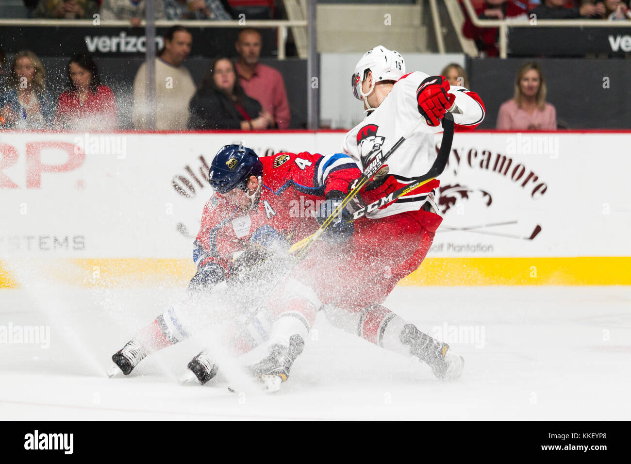 Charlotte, NC, USA. 1st Dec, 2017. Springfield Thunderbirds defenseman ...