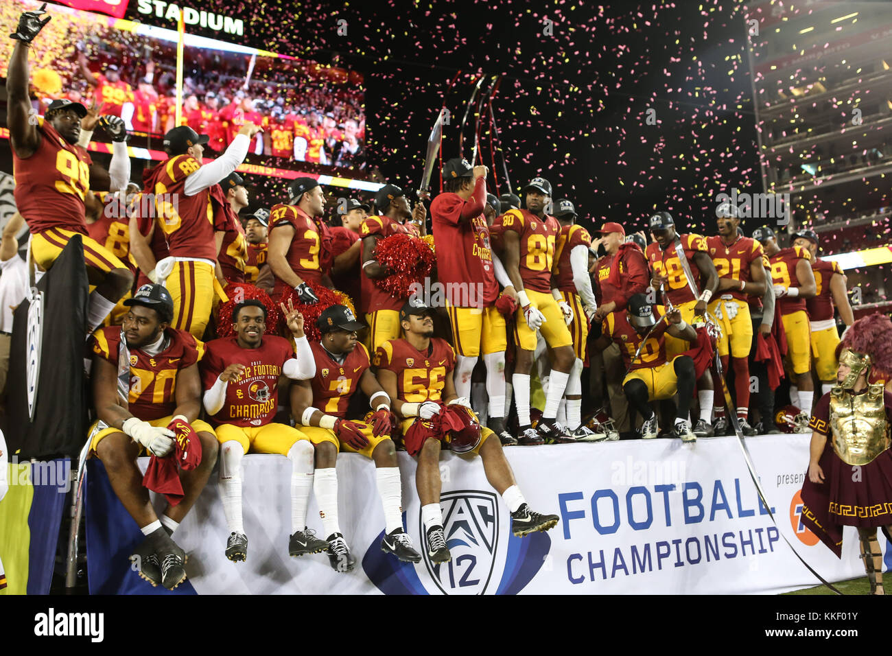 Santa Clara, California, USA. 1st Dec, 2017. USC Trojans on the victory ...