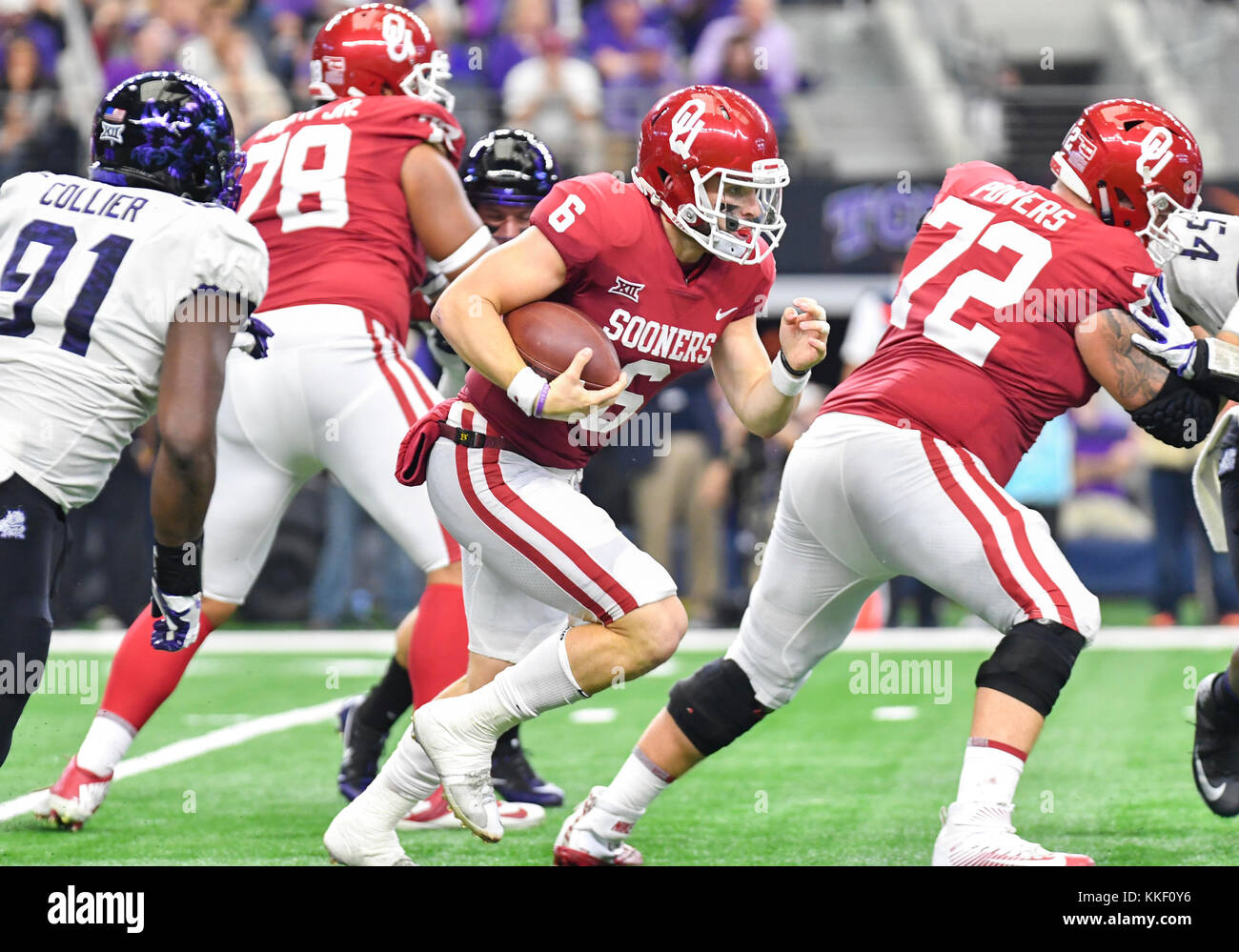 December 02, 2017: Oklahoma Sooners quarterback Baker Mayfield #6 threw 4 touchdowns and passed ...