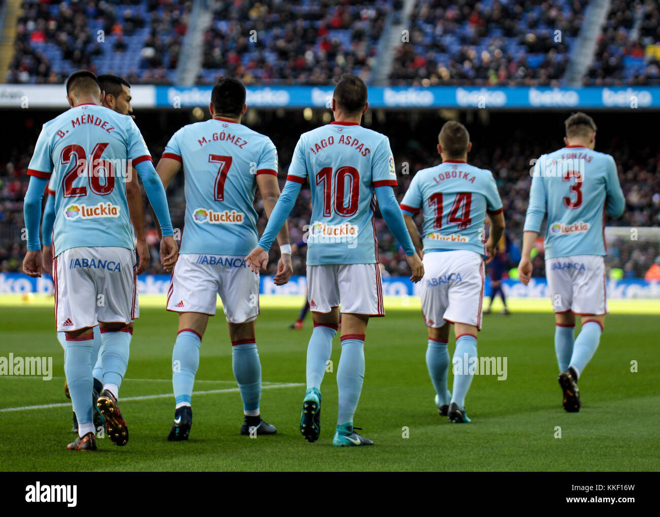 Soccer players Iago Aspas, Mendez, Maxi Gomez, Lobotka and Fontas ...