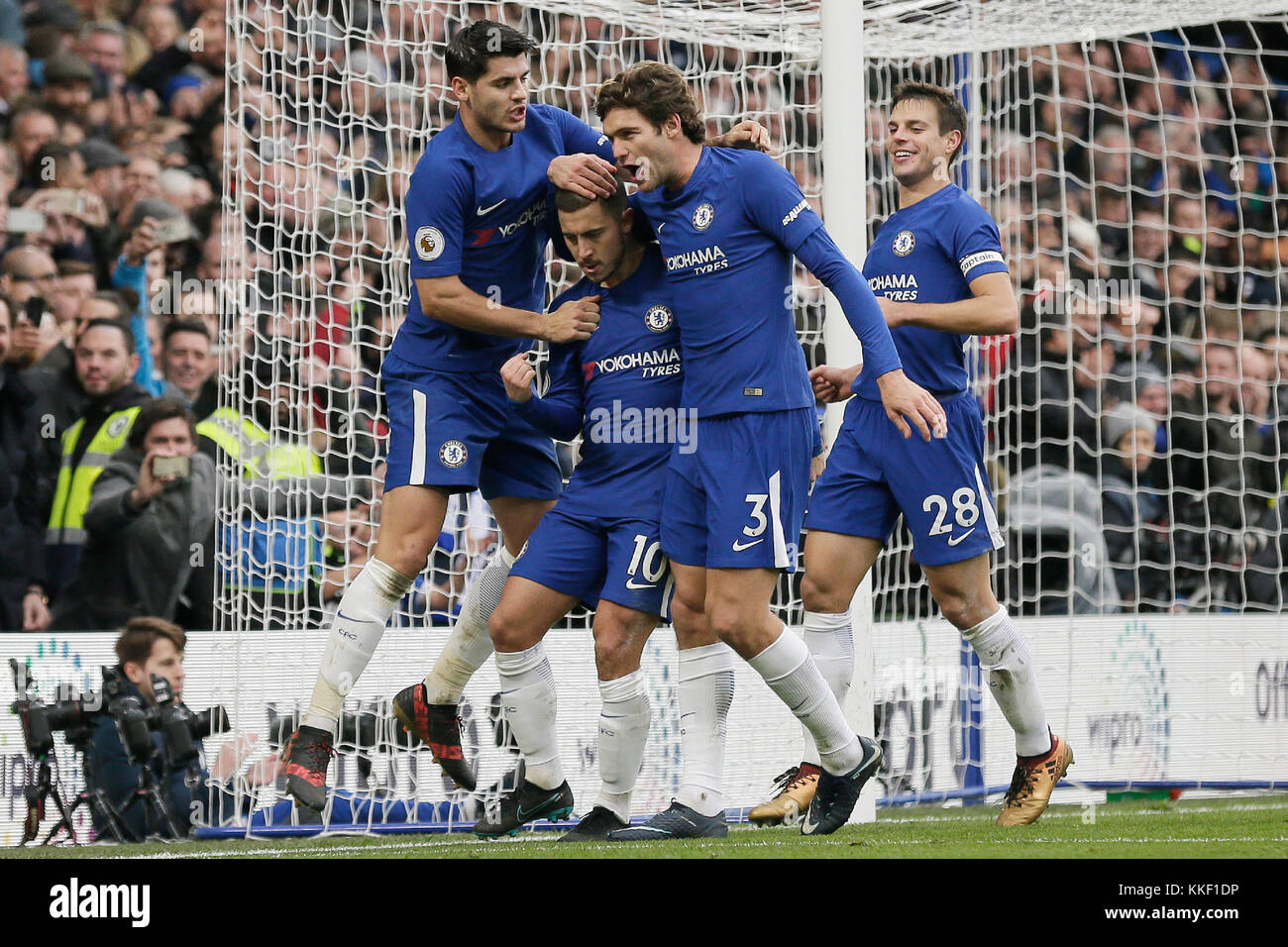 London, UK. 2nd Dec, 2017. Chelsea's players celebrate scoring during ...