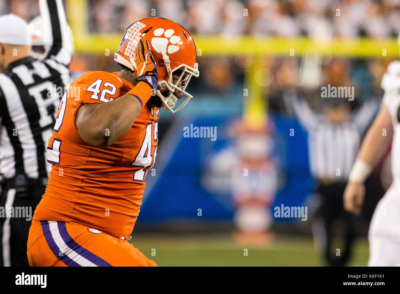 Charlotte, NC, USA. 2nd Dec, 2017. Clemson defensive lineman Christian ...