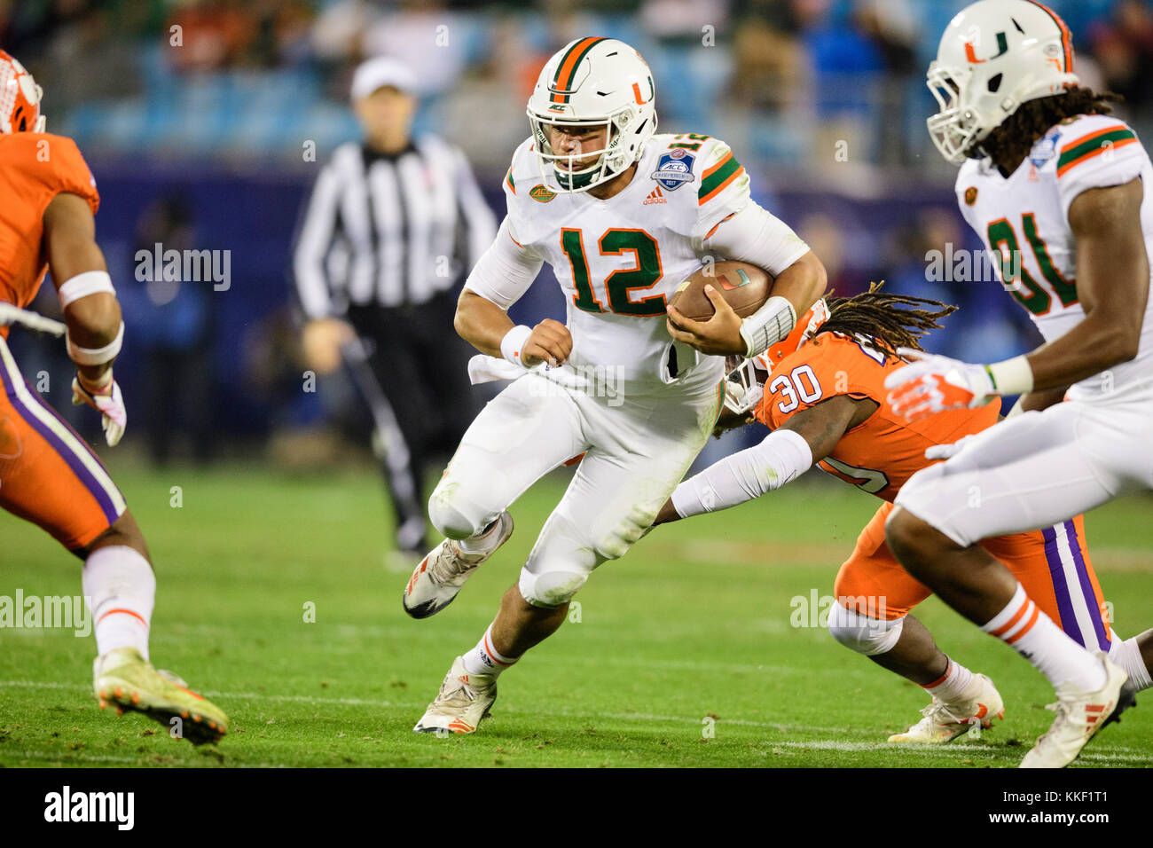 Miami quarterback Malik Rosier (12) during the ACC College Football ...