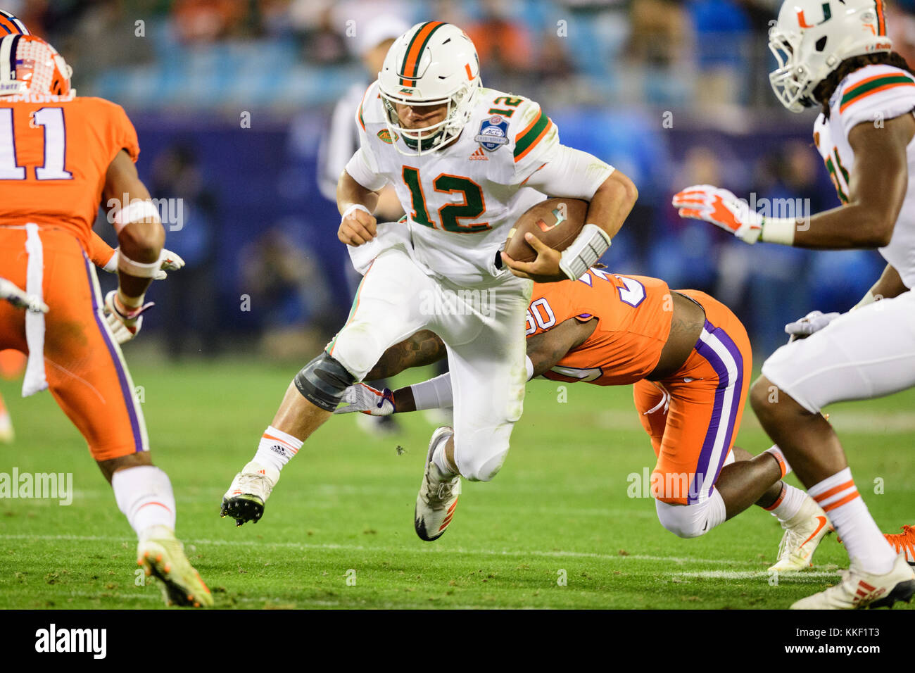 Miami quarterback Malik Rosier (12) during the ACC College Football ...