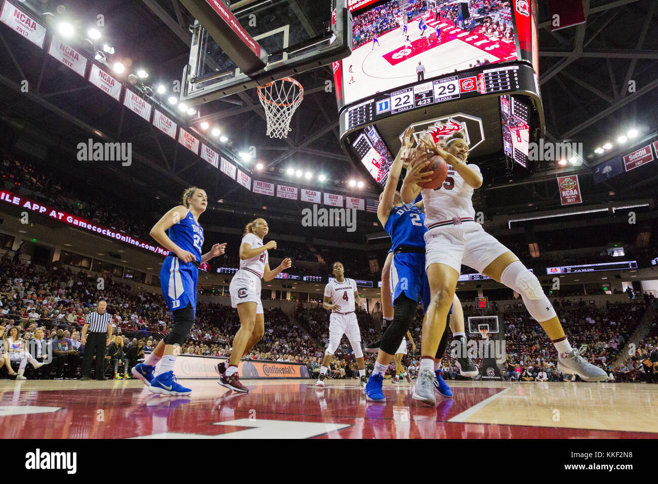 December 3, 2017: South Carolina forward Alexis Jennings (35) grabs a ...