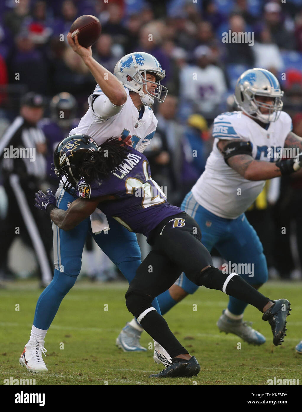 Baltimore, USA. 3rd December, 2017. Detroit Lions QB Jake Rudock (14 ...