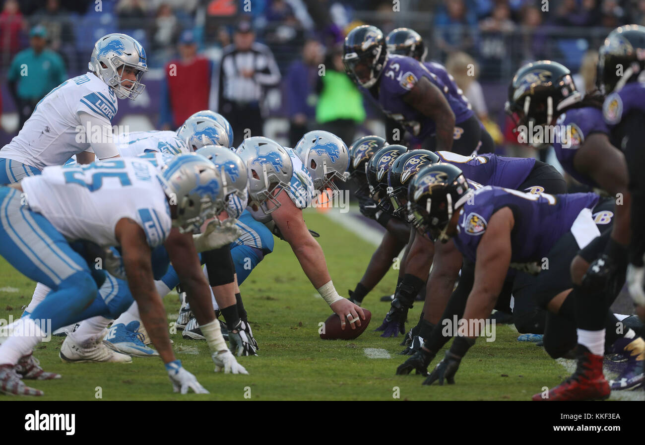 Baltimore, USA. 3rd December, 2017. Detroit Lions vs Baltimore Ravens ...
