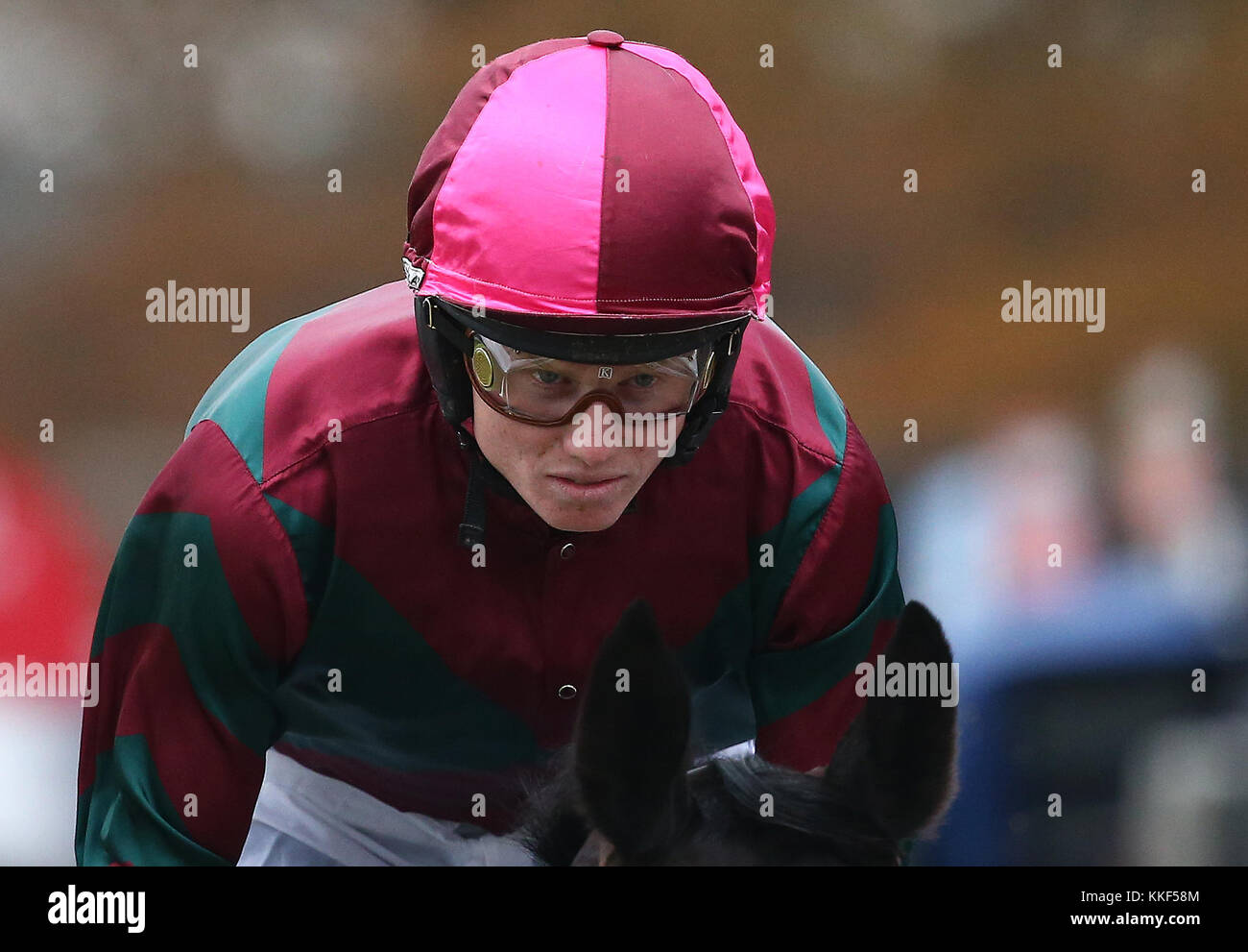 Plumpton, UK. 4th December, 2017. Jockey Joshua Moore riding San Pedro ...