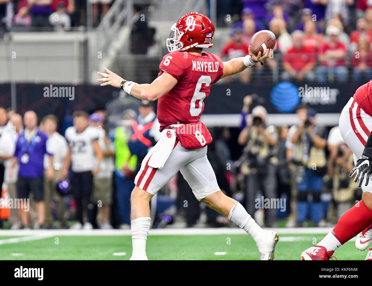 December 02, 2017: Oklahoma Sooners quarterback Baker Mayfield #6 threw 4 touchdowns and passed ...