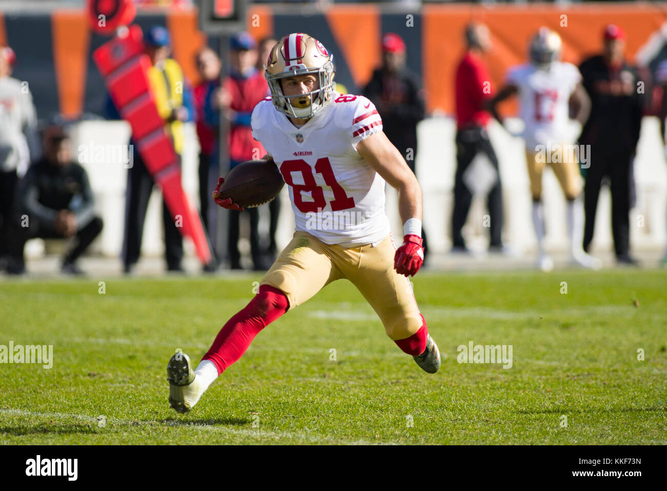 December 03, 2017: Chicago, Illinois, U.S. - 49ers #81 Trent Taylor in ...