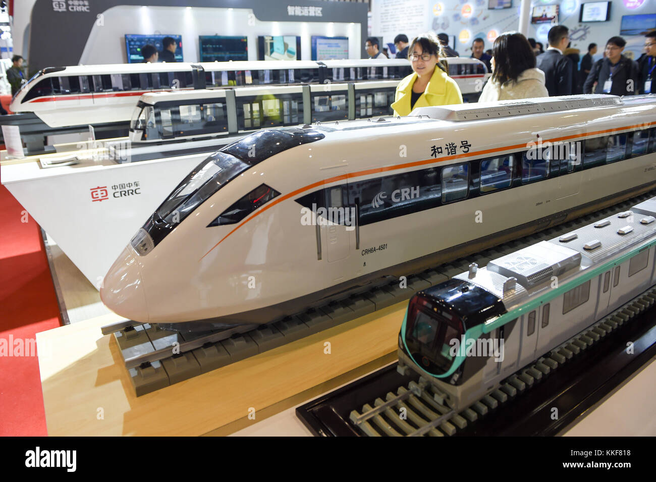 Nanjing, China's Jiangsu Province. 6th Dec, 2017. Bullet train models ...