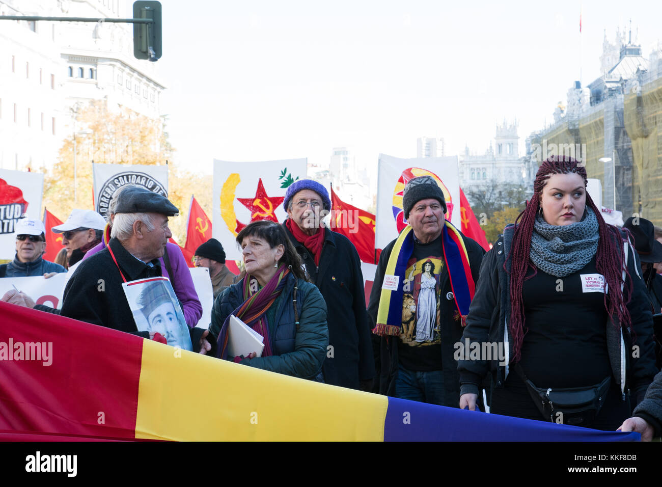 Madrid, Spain. 6th December, 2017. People wearing Spanish Republican ...