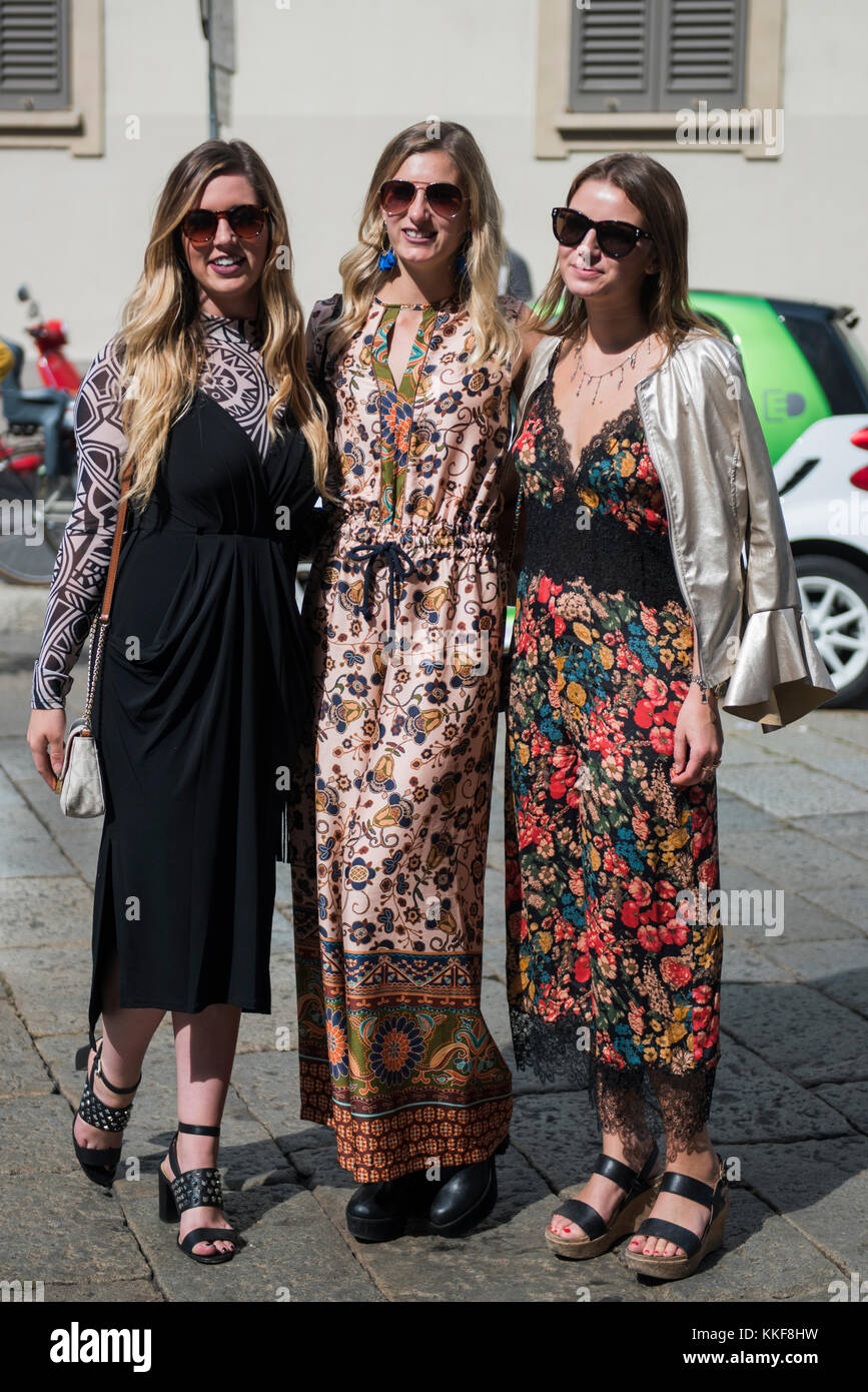 Milan, Italy - September 24, 2017: Fashion models posing during Milan ...