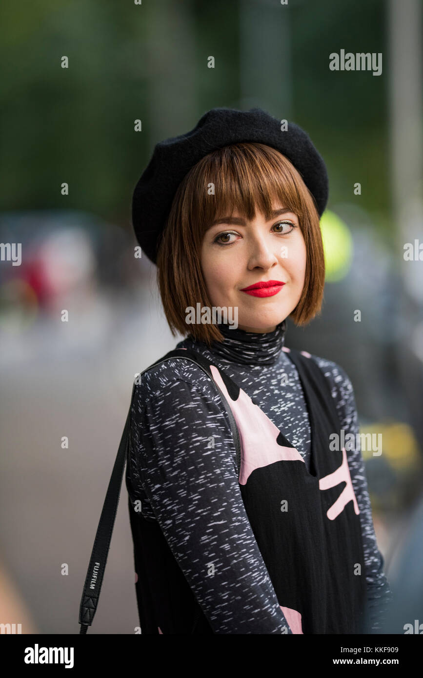 Milan, Italy - September 22, 2017: Beautiful girls outside fashion ...