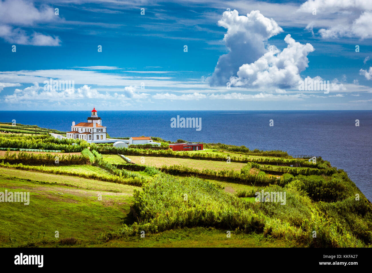 Beautiful view over Lighthouse Farol da Ponta da Ferraria in Sao Miguel ...