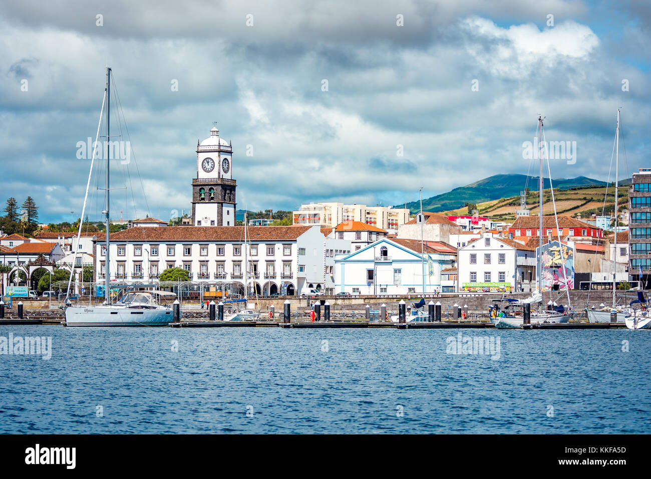 Beautiful view of Ponta Delgada city in Sao Miguel Island, Azores ...