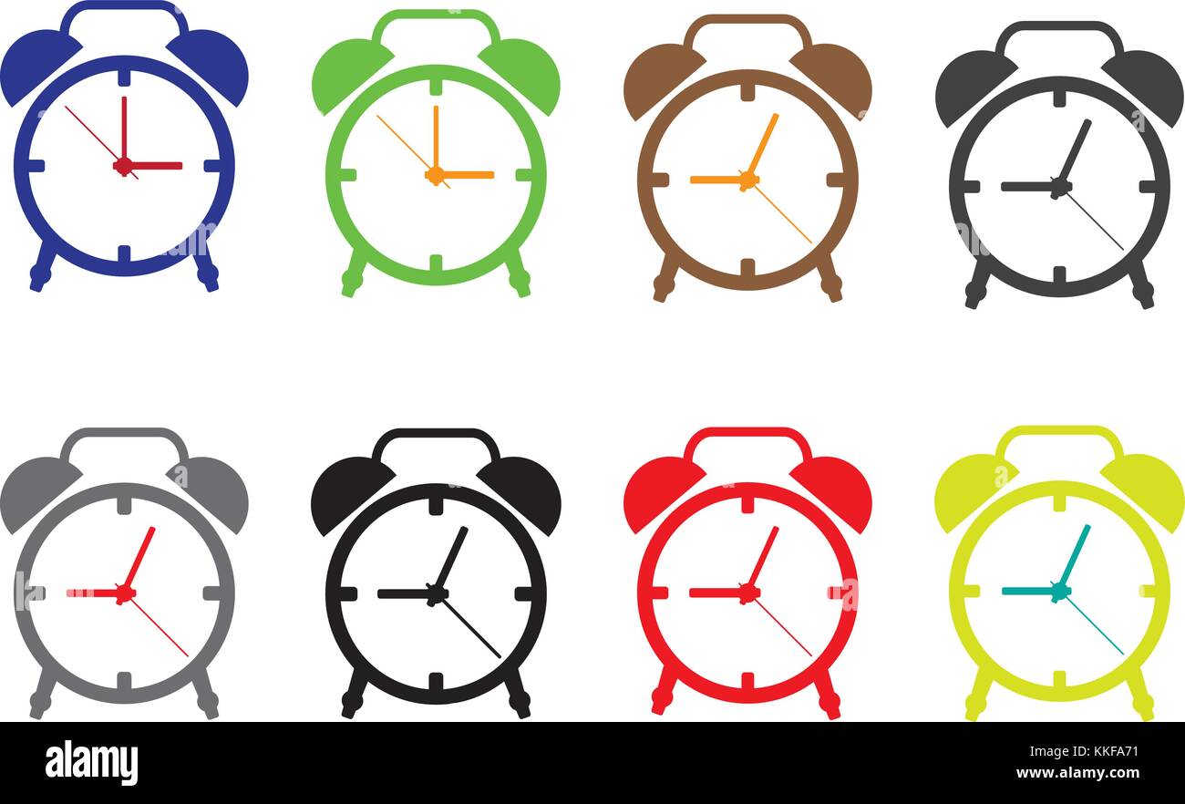 vector Time Clock Icons, Illustration of isolated alarm clocks on white ...