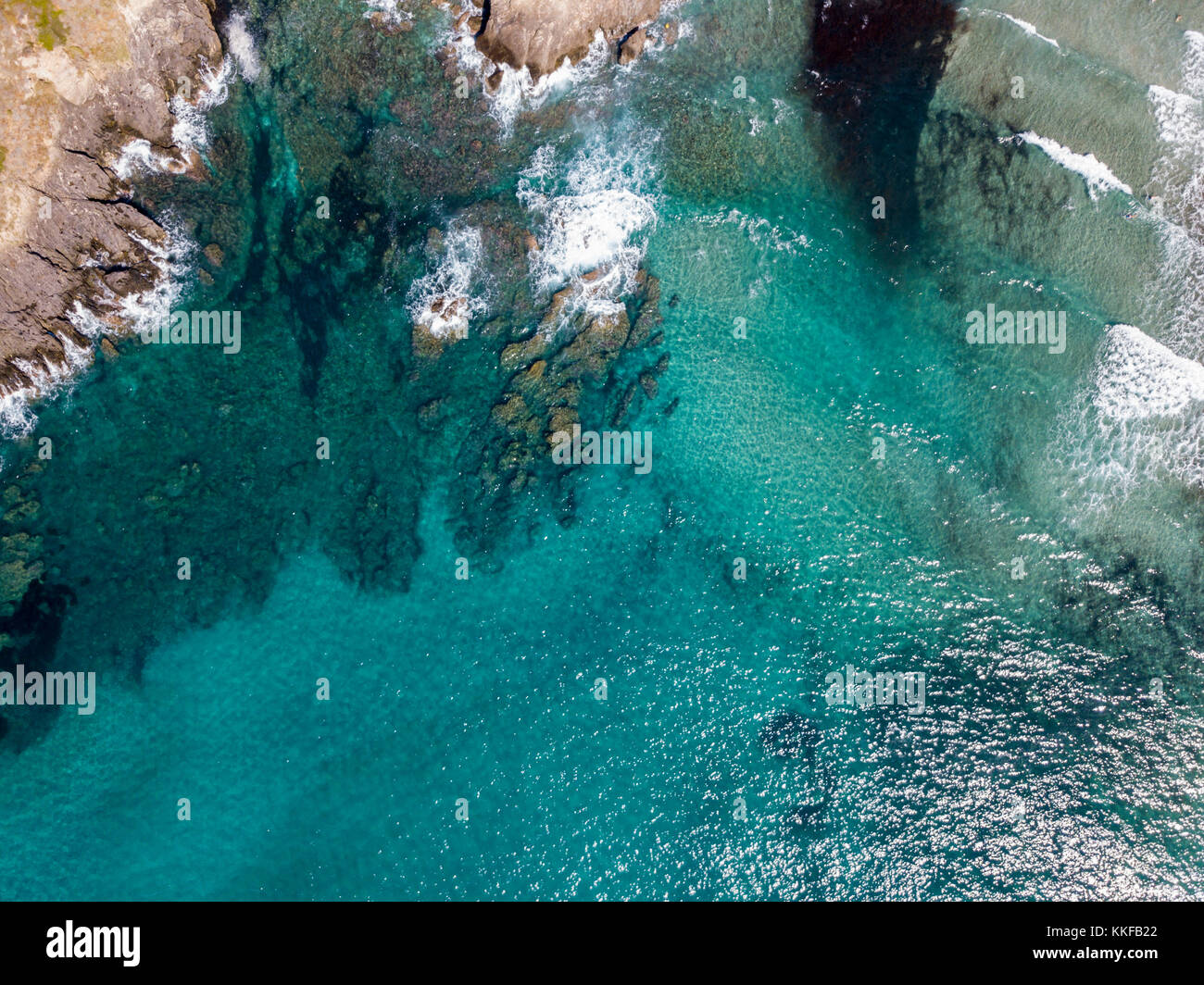 Aerial view of rocks on the sea. Overview of seabed seen from above ...