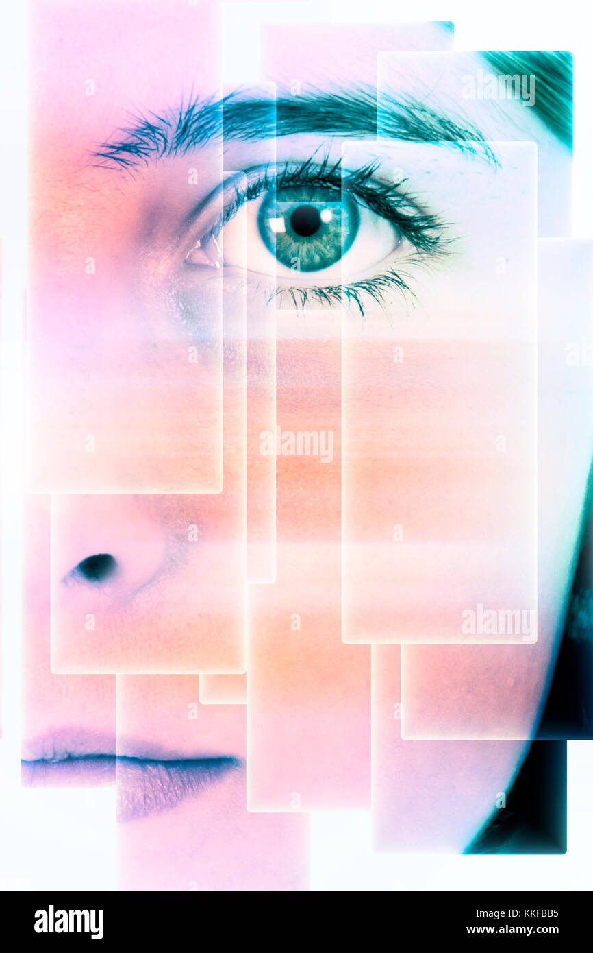 face of a girl with tiles Stock Photo - Alamy