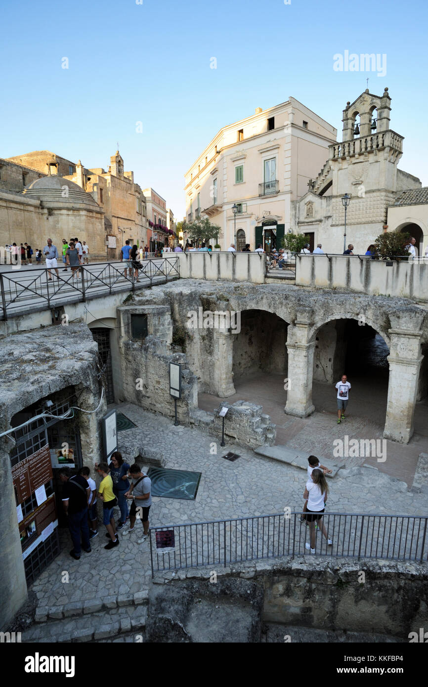 Italy, Basilicata, Matera, Piazza Vittorio Veneto, Palombaro Lungo ...